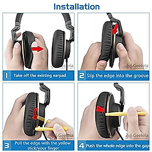 Geekria QuickFit Replacement Ear Pads for AKG K550, K551, K553 MKII Headphones Earpads, Headset Ear Cushion Repair Parts (Grey)