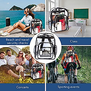 MYPALMER Large Heavy Duty Clear Backpack for school, work, events & travel | Combination Lock And Name Tag | Transparent Backpack | See Through Backpack