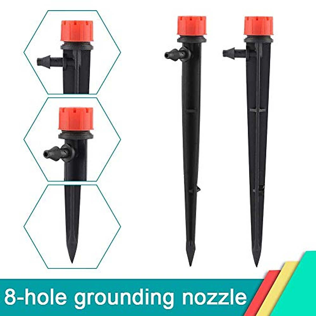 Fdit 20Pcs Watering Spray Nozzles Dripper Adjustable 8 Water Outlet Garden Sprinkler Dripper for Drip Watering System