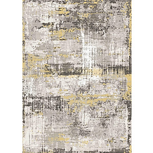 vivorug Washable Rug, Ultra Soft Area Rug 8x10, Non Slip Abstract Rug Foldable, Stain Resistant Rugs for Living Room Bedroom, Modern Fuzzy Rug (Yellow, 8'x10')