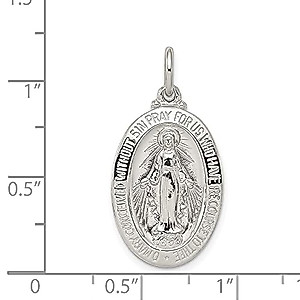 Diamond2Deal Gift for Mothers Day 925 Sterling Silver Miraculous Medal Pendant (L- 29 mm, W- 15 mm)