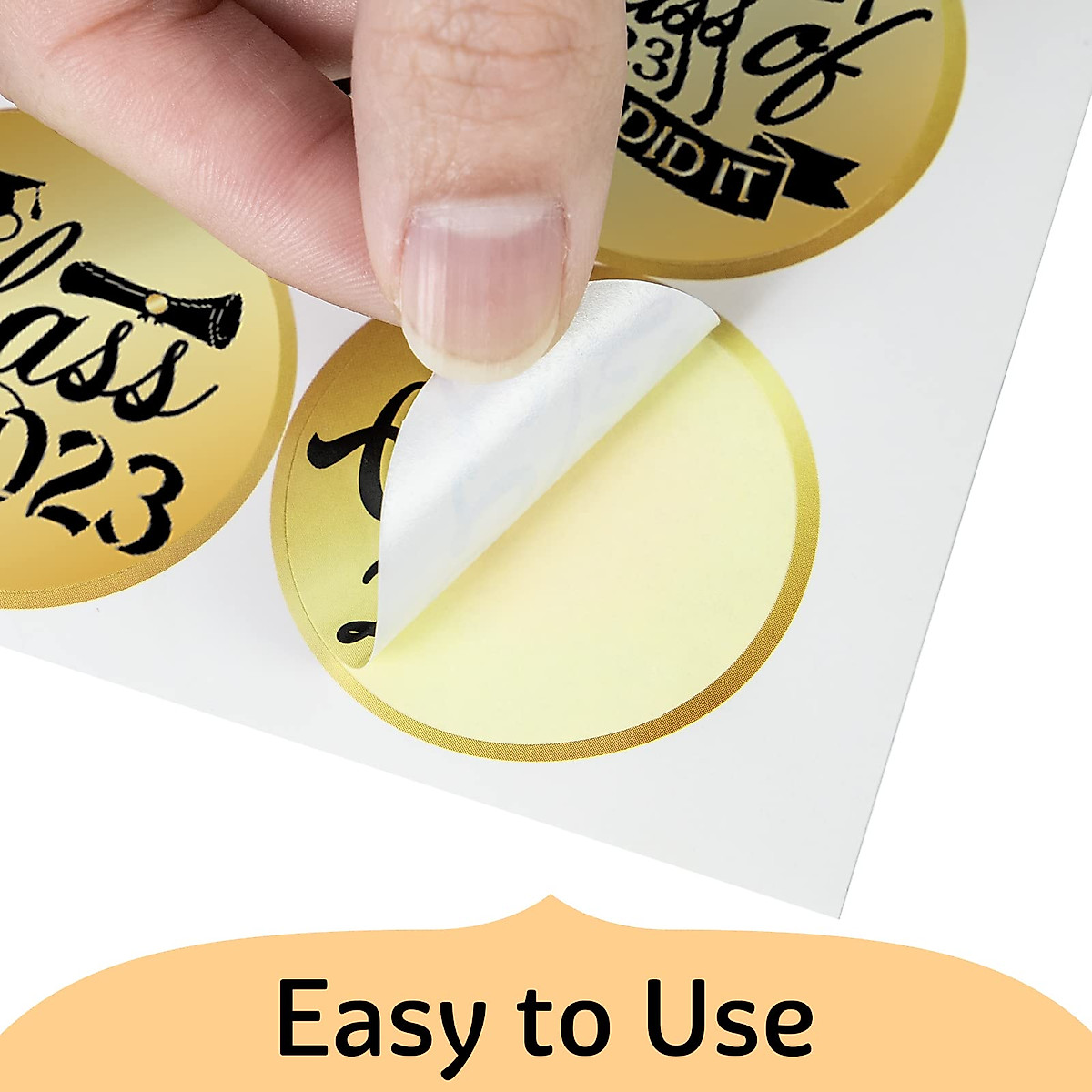 2023 Graduation Stickers, 240 Pieces Class of 2023 Grad Circle Stickers, Graduation Envelope Seals Candy Label Stickers (12 Design) - Black Gold