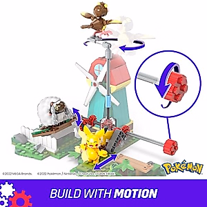 MEGA Pokémon Building Toys Set, Countryside Windmill with 240 Pieces, Motion and 3 Poseable Action Figures, for Kids