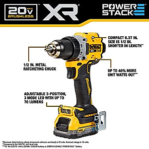 DEWALT 20V MAX* XR COMPACT DRILL/DRIVER WITH POWERSTACK BATTERIES (DCD800D1E1)