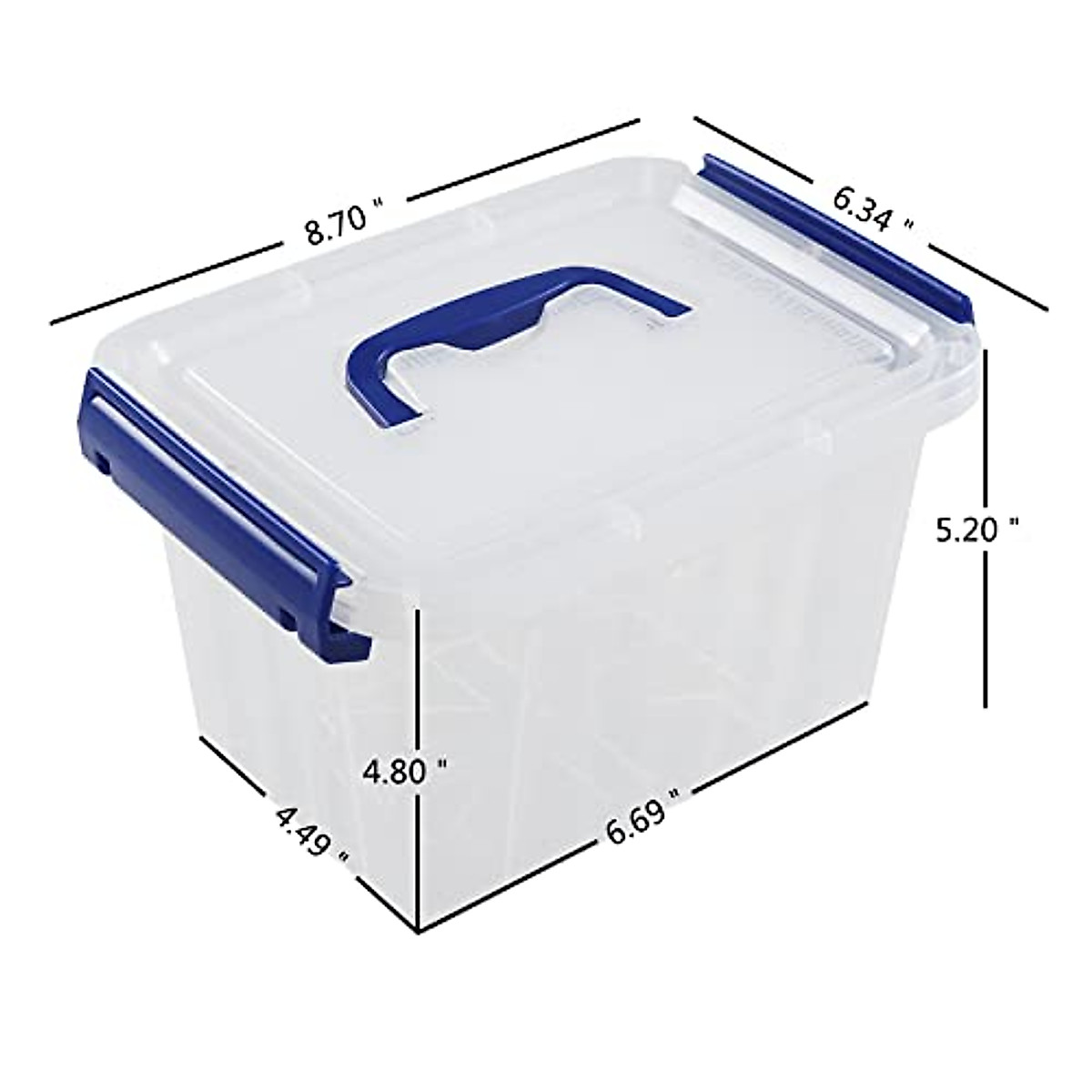 Dehouse 4-Pack 3 L Plastic Mini Storage Latch Box, Clear
