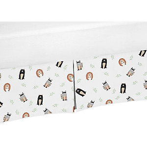 Sweet Jojo Designs Bear Raccoon Hedgehog Forest Animal Unisex Boy or Girl Pleated Baby Nursery Crib Bed Skirt Dust Ruffle for Woodland Pals Collection - Neutral Beige, Green, Black and Grey