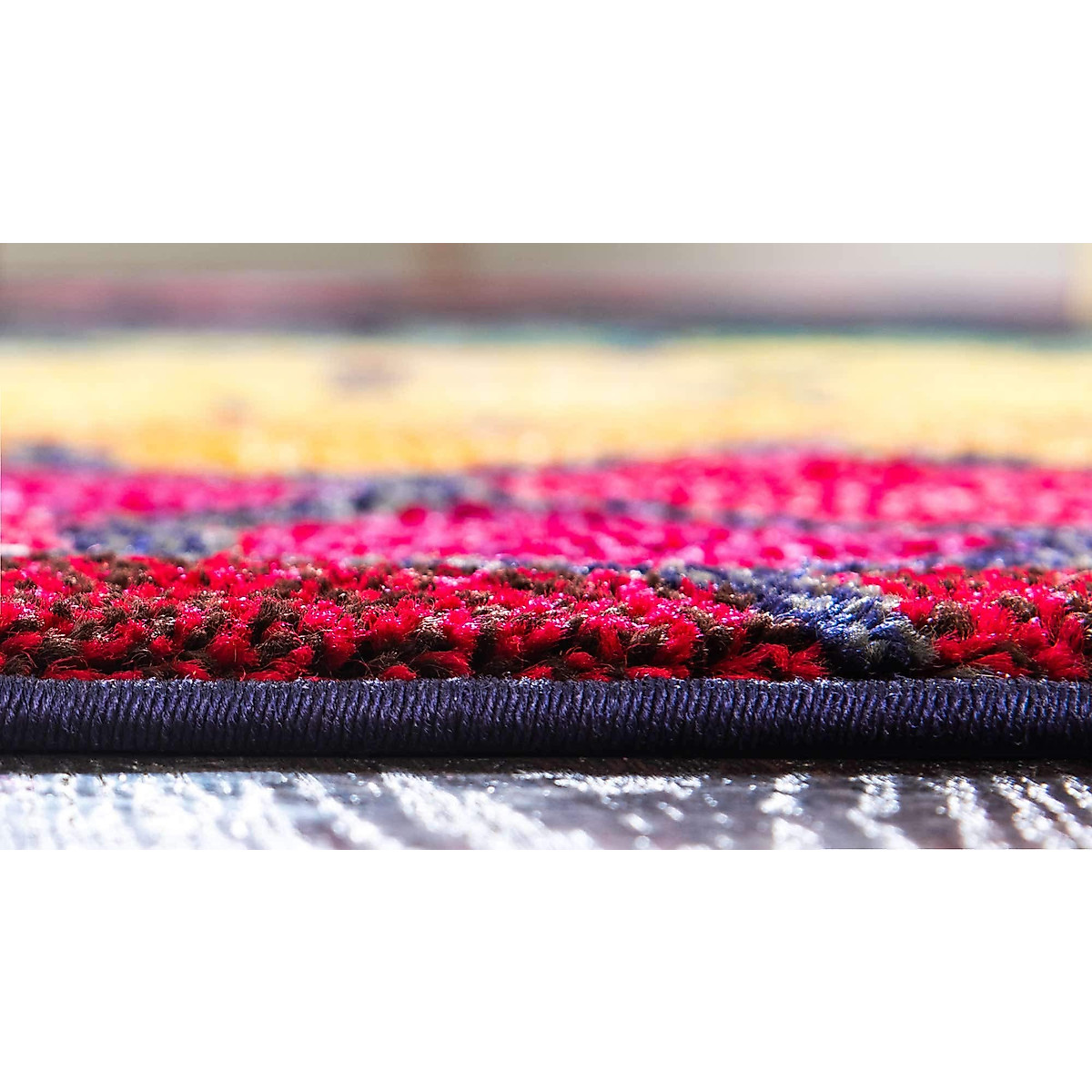 Unique Loom Estrella Collection Geometric, Abstract, Colorful, Modern, Mosaic Area Rug, Round 6' 1 x 6' 1, Multi/Blue