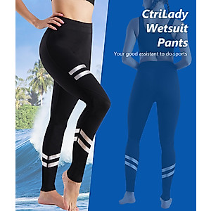 CtriLady Women's Wetsuit Long Pants,1.5mm Neoprene Pants Wetsuit Legging Keep Warm for Swimming Surfing Diving Kayaking（2XL,Black