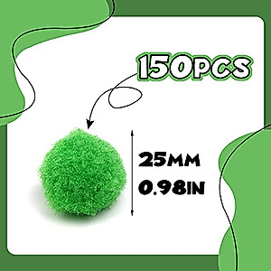 150 Pieces Pom Poms, 1 Inch Green Craft Pom Poms, Christmas Fuzzy Pompom Puff Balls, Small Pom Pom Balls for DIY Arts, Crafts Projects, Christmas Home Decorations