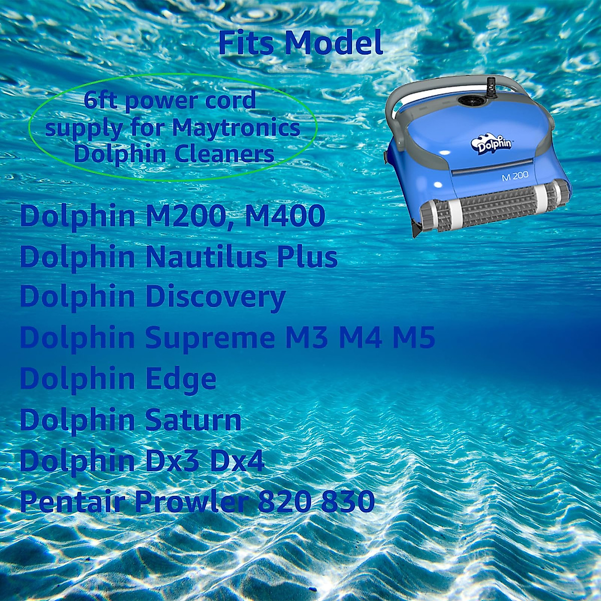 Aomitop 6FT Replacement 3 Prong Power Cord for Maytronics Dolphin Cleaners Power Supply (125V 10A)