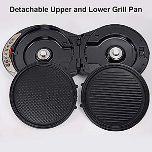 Liven Electric Baking Pan LR-A434 Multi-functional Smokeless Indoor Skillet Griddle, US DuPont Non-Stick Coating, Detachable Upper and Lower Grill Pan, Easy to Clean, Khaki, Programmable