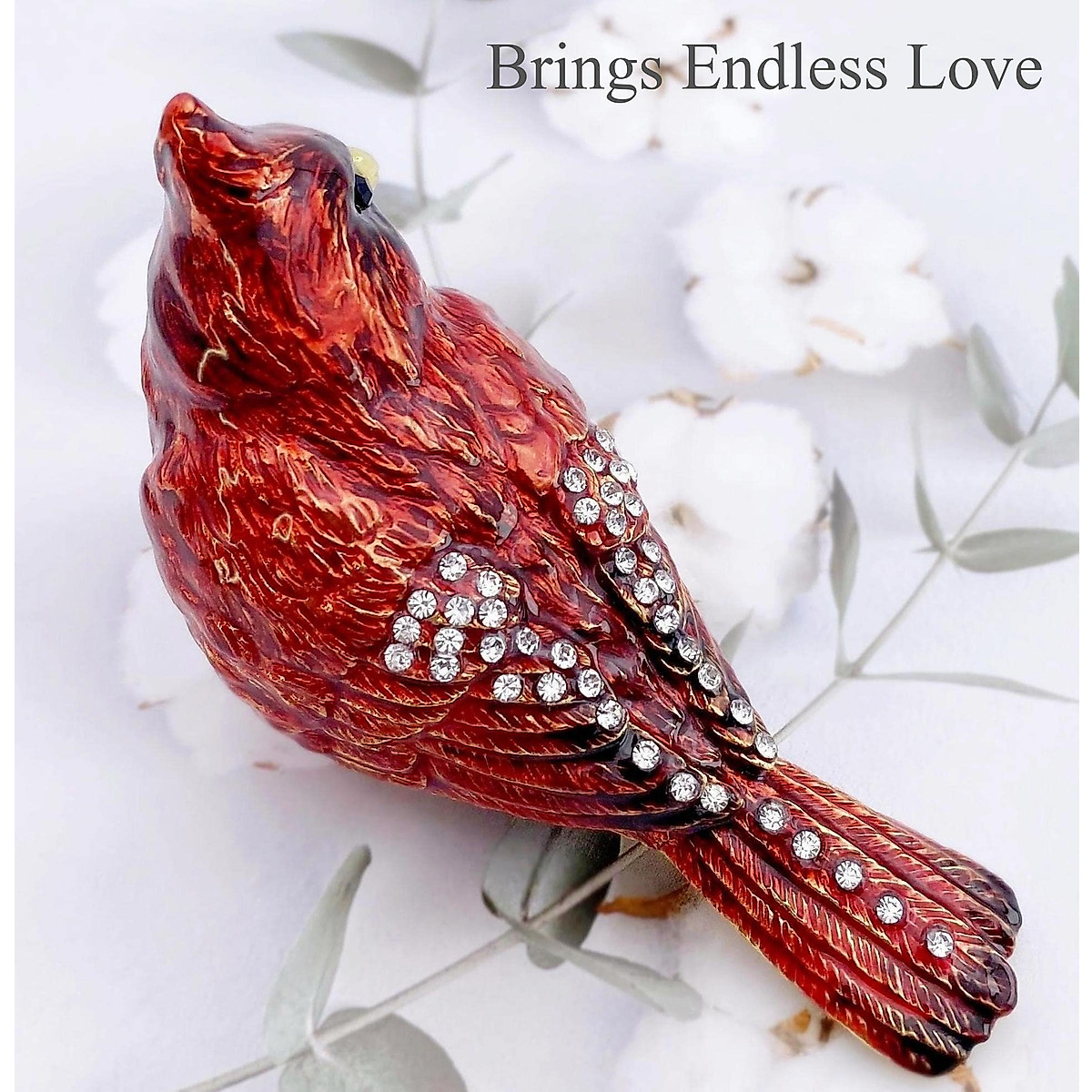 JWT Astyle Red Cardinal Bird Gifts Jewelry Trinket Boxes Hinged .Decorative Keepsake Ring Box Holder.Necklace Rings Earrings Organizer.Collectible Bird Figurines Home Decor Gifts for Women.