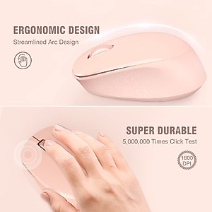 Trueque Wireless Mouse E702 2.4GHz Portable Computer Mouse with USB Receiver, Comfortable Silent Mice for Laptop, Chromebook, PC, Notebook, Desktop, Windows, Mac (Pink)