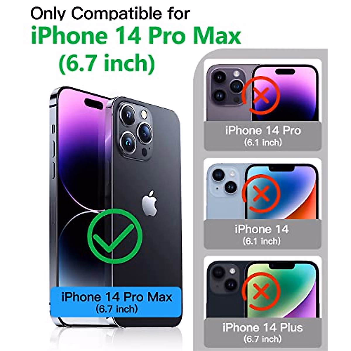 ATATOO Wallet Case for iPhone 14 Pro Max with Card Holder, Sliding Camera Cover, Military Grade Protective Case Compatible with iPhone 14 Pro Max 6.7 Inch 2022 - Black