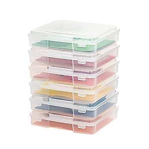 IRIS USA 8.5" x 11" Thick Plastic Portable Project Storage Case with Snap-Tight Closure Latch, 6-Pack, Caddy Container Box to Organize Paper Magazine Document Craft Hobby Quilting Art Supplies, Clear