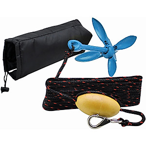 XIALUO Marine Kayak Anchor Portable Folding Grapnel Kayak Anchor Kit (1.5lb) with 30 ft Marine Rope