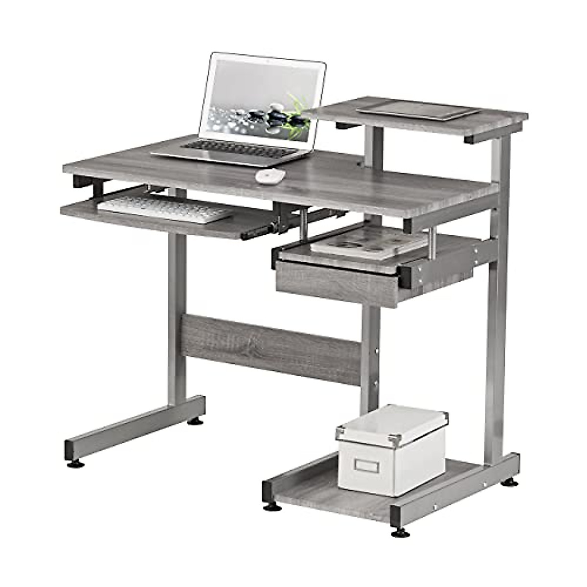 Techni Mobili Complete Computer Workstation Desk, Gray, 37.75" W x 22" D x 35" H