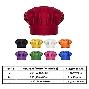 TopTie Chef Hat for Kid & Adult, Cotton Elastic Adjustable Kitchen Cooking Baking Hat-Hot Pink-S