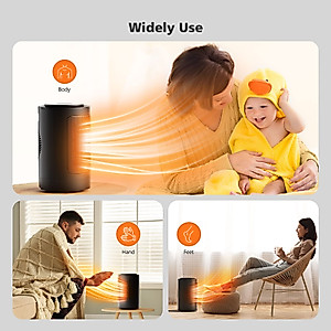Space Heater, Portable Electric Heaters for Indoor Use, 1500W Oscillation Small Desk Heater Fan with Digital Display & Touch Control for Bedroom, Office