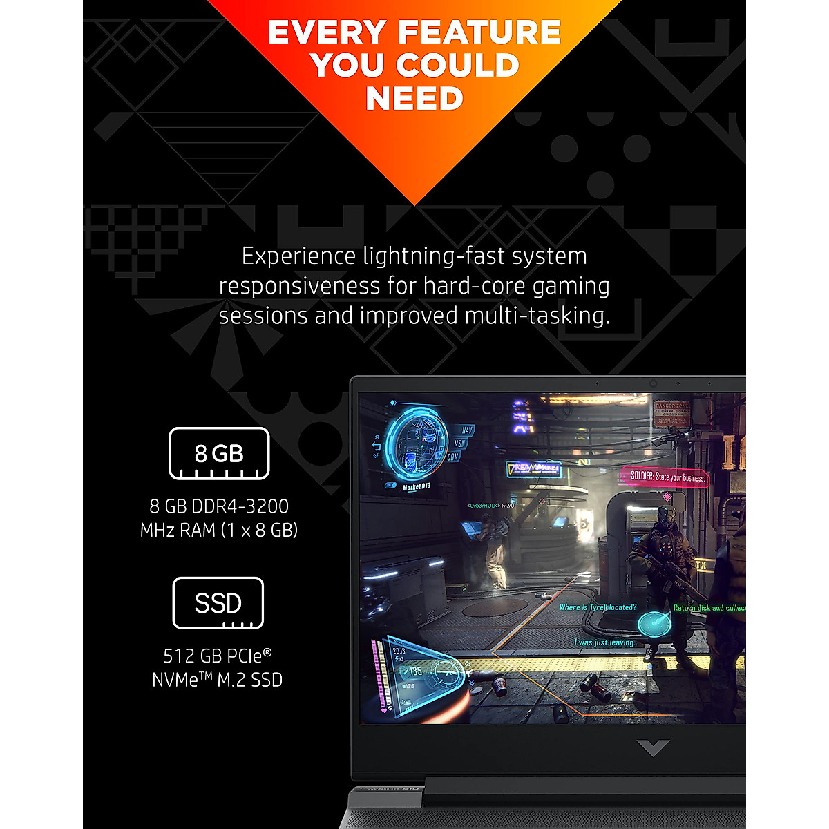 HP Victus 15 Gaming Laptop, AMD Radeon RX 6500M Graphics, AMD Ryzen 5 5600H, 8 GB RAM, 512 GB SSD, Full HD Display, Windows 11 Home, Backlit Keyboard, Enhanced Thermals (15-fb0010nr, 2022)