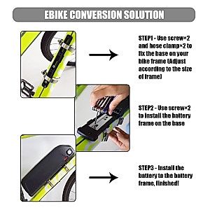 DRIFT MANIAC Ebike Conversion Kit for Battery Adapter Frame Mount, Aluminum Black