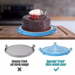 Zoofen Cake Carrier with Handle 10in Cake Stand Holder Round Container for 10in or Less Size(Blue)