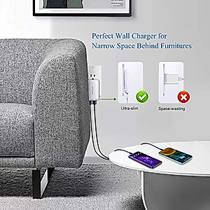 USB Wall Plug, Excgood Flat USB Wall Charger Smart Slim USB Plug for Wall Outlet Compatible with iPhone 14 Pro Max/13/12/11/Xr/Xs/X, Galaxy A03s/A13/A12/S22/S21/S20/10/9/8, Webcam, 2-Pack,White