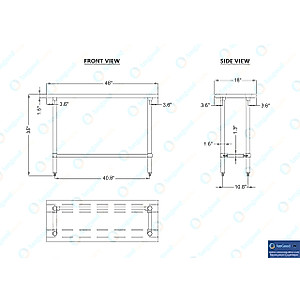 18 in. x 48 in. Open Base Stainless Steel Work Table | Residential & Commercial | Food Prep | Heavy Duty Utility Work Station | NSF