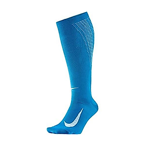 Nike Elite Lightweight Over-the-Calf Running Socks Men size 4-5.5, Women 5.5-7 SX5190-445 Royal Blue, White