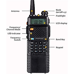 Baofeng UV-5R Dual Band Two Way Radio with 3800mAh Li-ion Battery, Walkie Talkie,Upgrade Version(144-148/420-450Mhz)