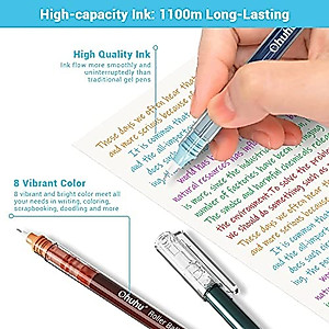 Ohuhu 30 Packs Rollerball Pens: 8 Colors 0.5 mm Ultra Fine Point Pens Quick Drying Smooth Writing Liquid Ink Rolling Ball Pen for Writing Journaling Taking Notes Coloring Book School Office