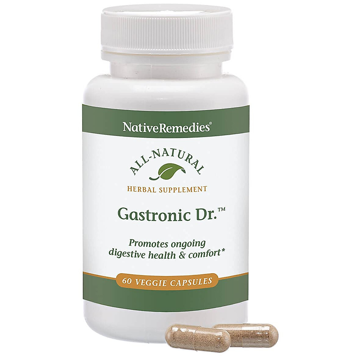 Native Remedies Gastronic Dr. - All Natural Herbal Supplement for Healthy Digestion and Comfort After Meals - Promotes a Healthy Stomach Lining and Balanced Stomach Acid Levels - 60 Veggie Caps