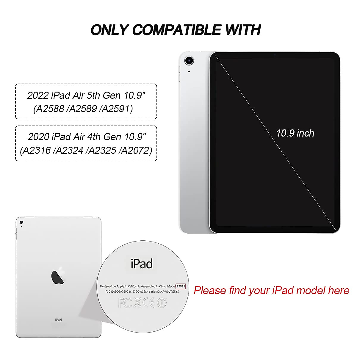 WUJULEO for iPad Air 5th Generation Case 2022/2020 iPad Air 4th Generation Case 10.9 inch, Frosted Silicone Soft Back Cover with Pencil Holder, Trifold Stand Auto Sleep/Wake, Composition Book Black