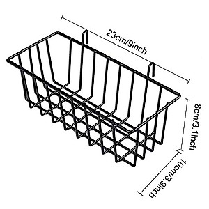 GBYAN Grid Wall Basket Wall Grid Accessories Wire Straight Shelf with Hooks Wall Organizer for Grid Panel Board, 2 Pack