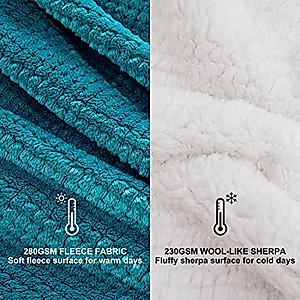 MIULEE Sherpa Fleece Blanket - Fuzzy, Super Soft Throw Blankets for Couch - Thick Fluffy Warm Blankets Perfect for Bed, Sofa, Adults - Cozy Plush Winter Plush Throws(Teal, 50" x 60")
