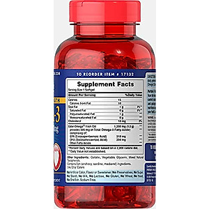 Puritans Pride Double Strength Omega-3 Fish Oil 1200 Mg, 180 Count