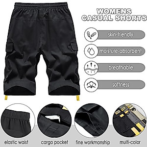 XinYangNi Men's Cargo Shorts Elastic Waist Twill Relaxed Fit Multi-Pockets Outdoor Casual Shorts Grey US 32