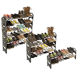 Everyday Home Stackable Shoe Rack – 6-Tier Shoe Organizer for Closet, Bathroom, Entryway – Shoe Shelf Holds 24 Pair Sneakers, Heels, and Boots
