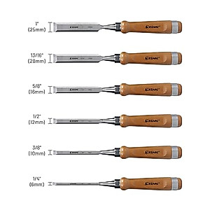 EZARC 6 Pieces Wood Chisel Tool Sets Woodworking Carving Chisel Kit with Premium Wooden Case for Carpenter Craftsman