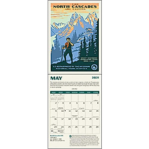 National Parks GRID—WPA Wall Calendar 2021, Monthly January-December 8.75'' x 12" (Made in USA)