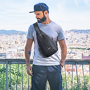 G4Free RFID Sling Bag Crossbody Sling Backpack Small Chest Shoulder Backpack Men Women Hiking Outdoor(Black)