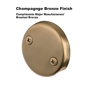 Champagne Bronze Lift & Turn Tub Trim Set with Two-Hole Overflow Faceplate and No Putty Gasket, Bathtub Conversion Kit Assembly with Universal Fine/Coarse Thread, No Putty Installation by Artiwell
