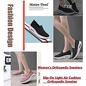 Fitsshoes Women Orthopedic Sneakers,Slip-On Light Air Cushion Orthopedic Sneaker Platform Diabetic Walking Shoes (Black,41)