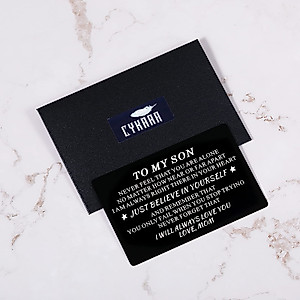 CYKARA Inspirational Christmas Gift for Son Wallet Insert Card, Black, 1 Piece, 12th, 16th, 18th, 21st, 30th Birthday, Christmas, Graduation, Valentine's Day