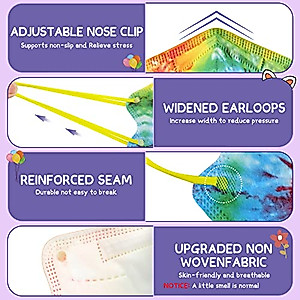 MISSAA KN95 Face Masks for Kids 30 Pcs, 5 Layers Disposable Protective Mask Small Size with Elastic Earloops for Children Boys Girls School Indoor Outdoor Use, Tie-dye