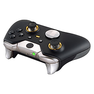 eXtremeRate Matte Chrome Gold Accent Rings Accessories for Xbox One Elite Controller, Replacement Parts Profile Switch Buttons for Xbox One Elite Controller (Model 1698) - Pack of 2