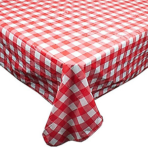 Red and White Vinyl Table Cloth with Flannel Backing by Pudgy Pedro's Party Supplies