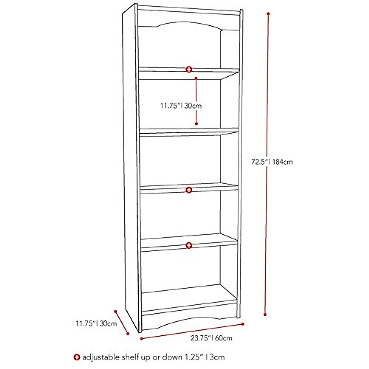 Sonax Hawthorn 72-Inch Tall Bookcase, Frost White