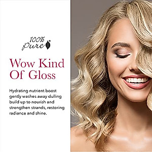 100% PURE Glossy Locks Repair Shampoo Natural Hair Care Moisturizing Detox for Dry Damaged Strands with Biotin & Argan Oil Restoring Shampoo for Women & Men - 16 Fl Oz