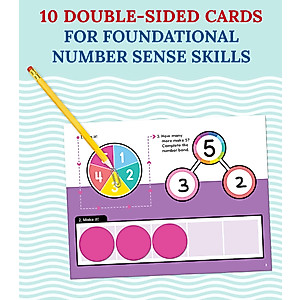 Carson Dellosa Edu-Clings Silicone Center Ten Frame Manipulative—Grades K-1 Dry-Erase Mats and Math Manipulatives for Addition, Subtraction, Place Value Learning (22 pc)
